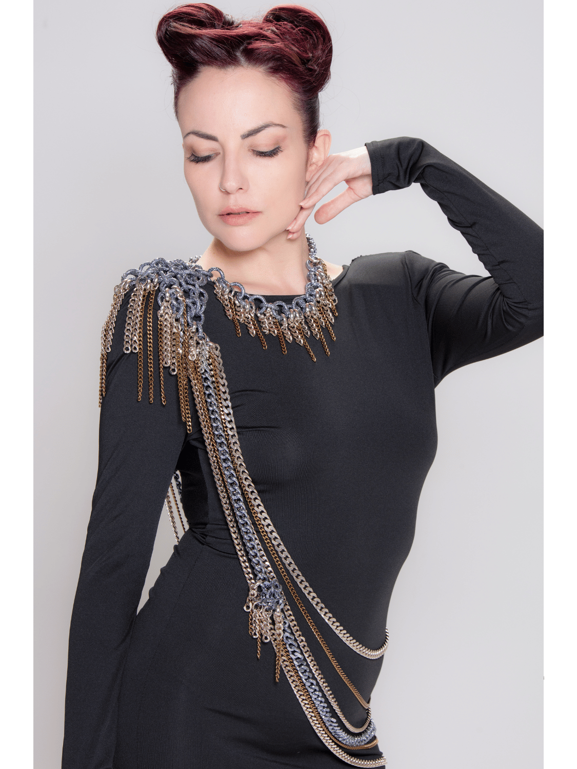 Haute Couture Fringed Shoulder Pad Body Chain – Finerblack Jewelry