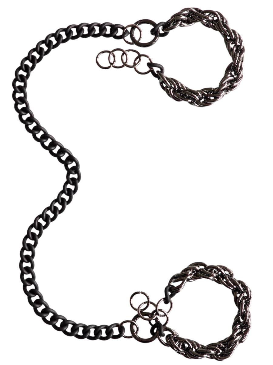 FINERBLACK Cuffs Set – Black Matte & Gunmetal Rope Chain Statement ...
